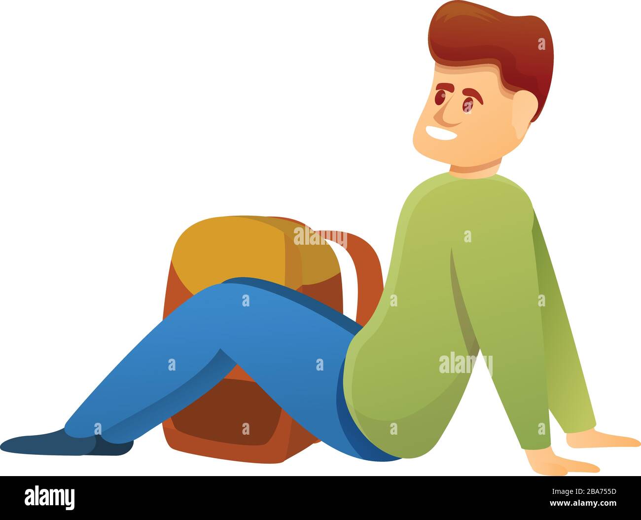 Tourist rest on ground icon. Cartoon of tourist rest on ground vector ...