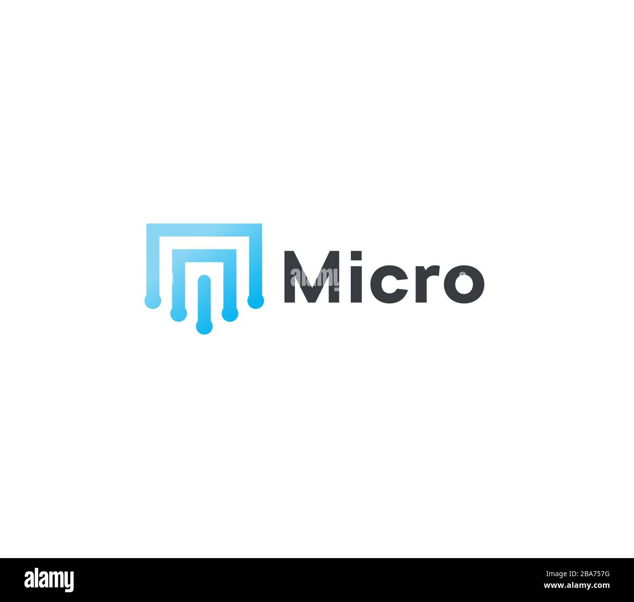 Abstract micro scheme icon, blue geometric lines. Microchip linear logo ...