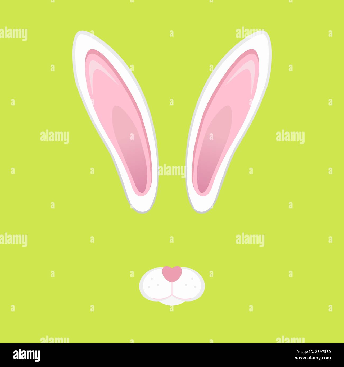 Easter bunny white ears and nose isolated. Cartoon cute rabbit mask for ...