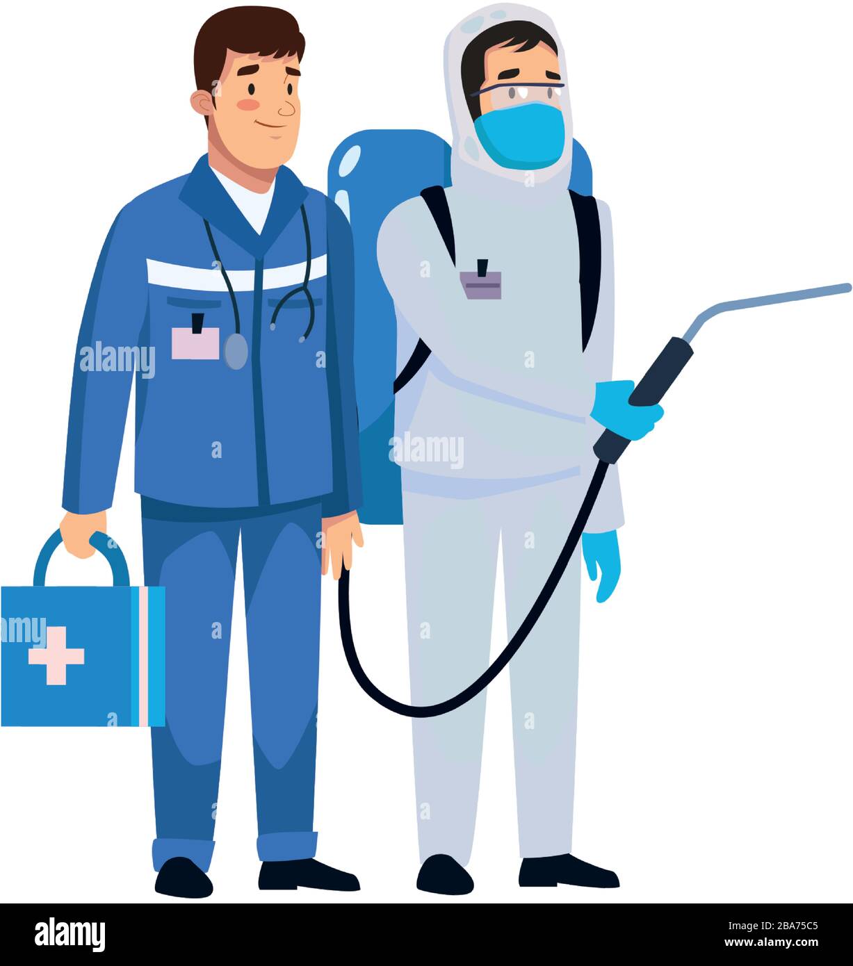 biohazard cleaning person with paramedic characters Stock Vector Image ...