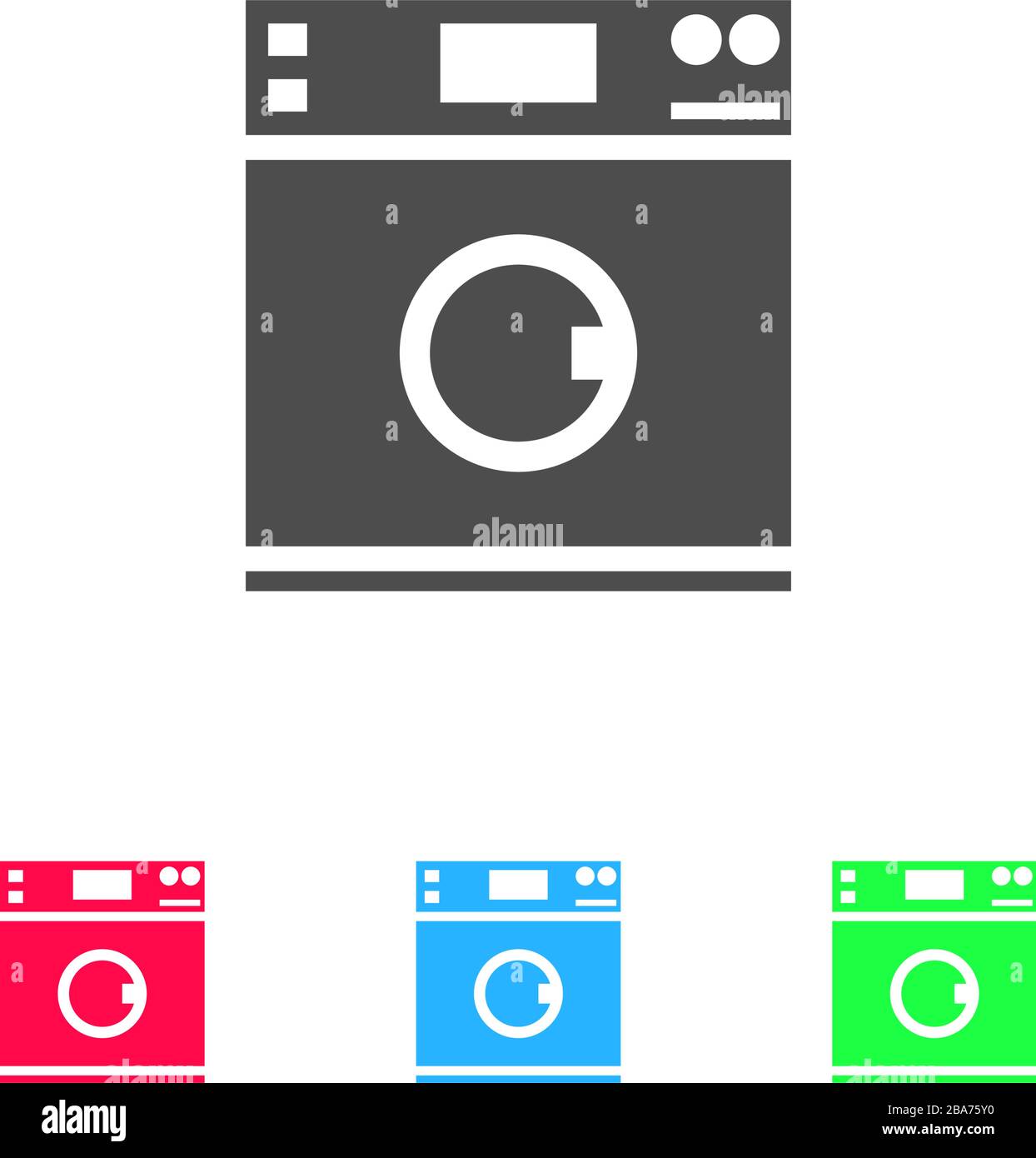 Washing machine icon flat. Color pictogram on white background. Vector ...