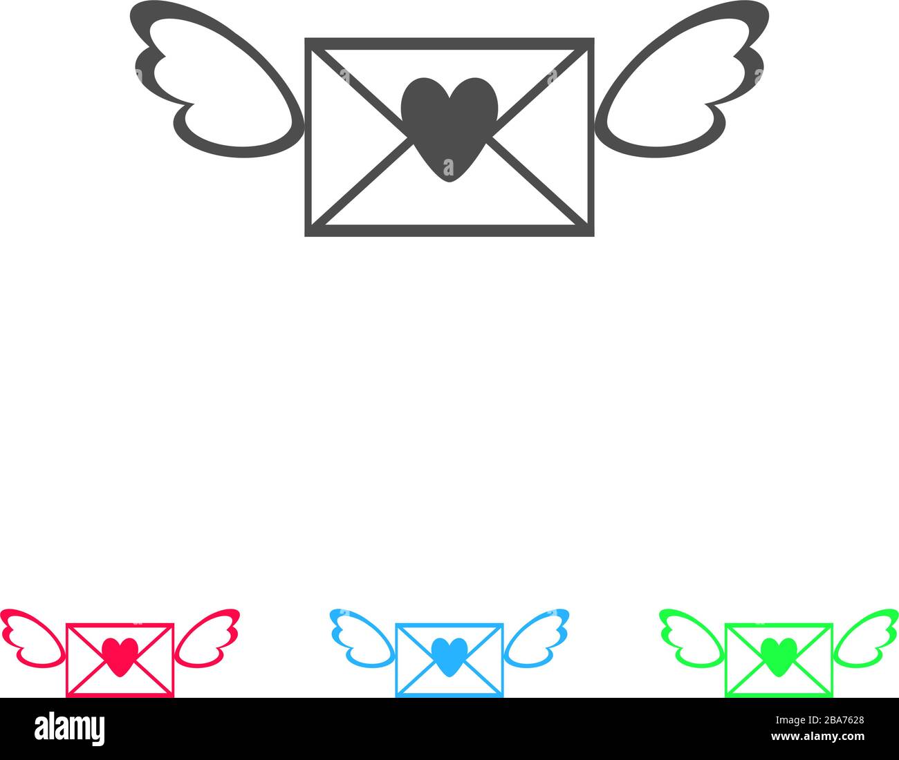 Love letter icon flat. Color pictogram on white background. Vector ...
