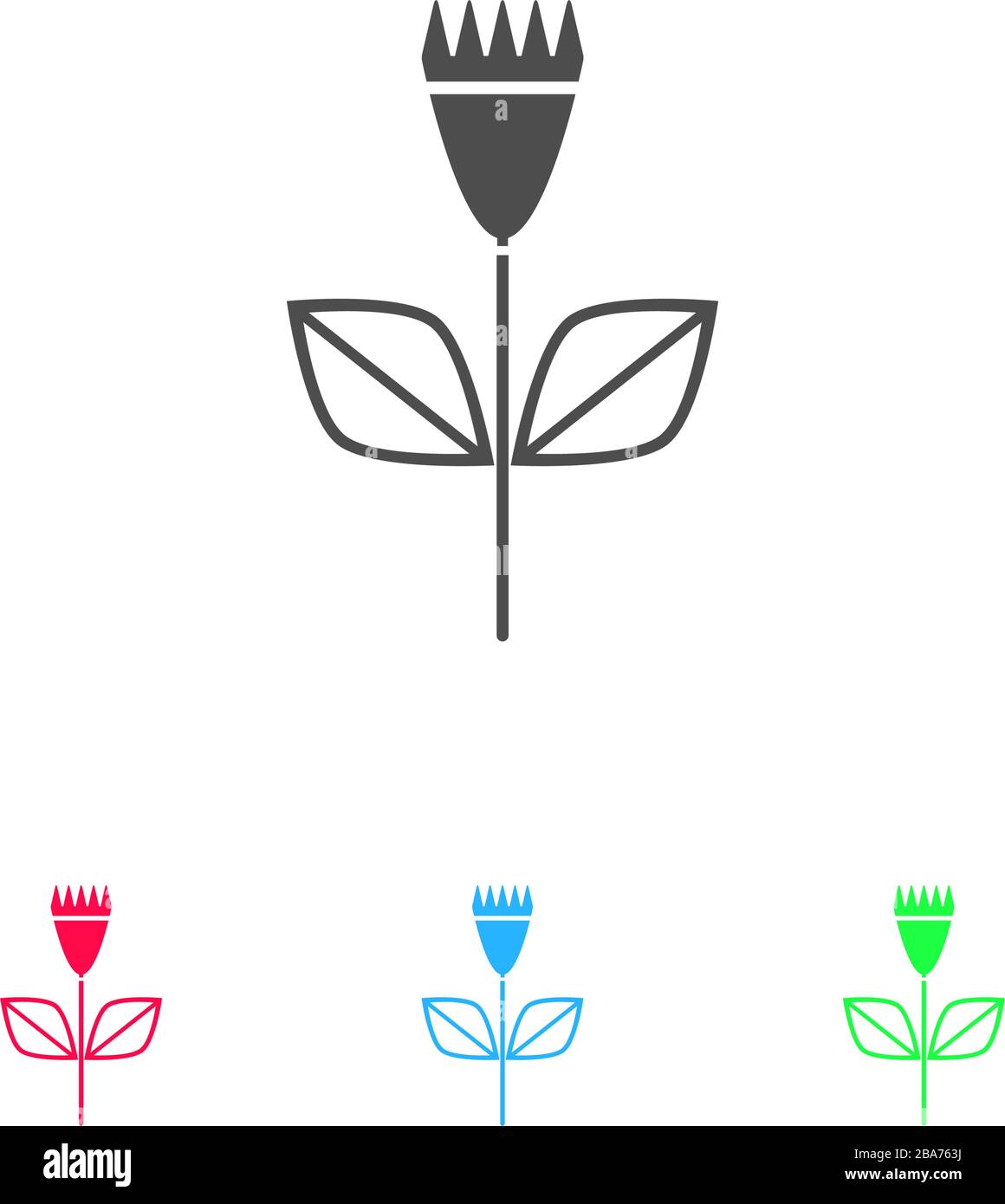 Flower icon flat. Color pictogram on white background. Vector ...