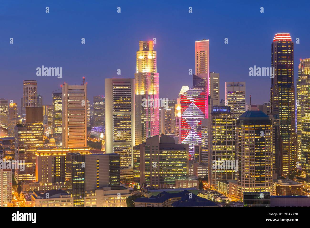 Contemporary Architecture Office Building In The City during twilight ...