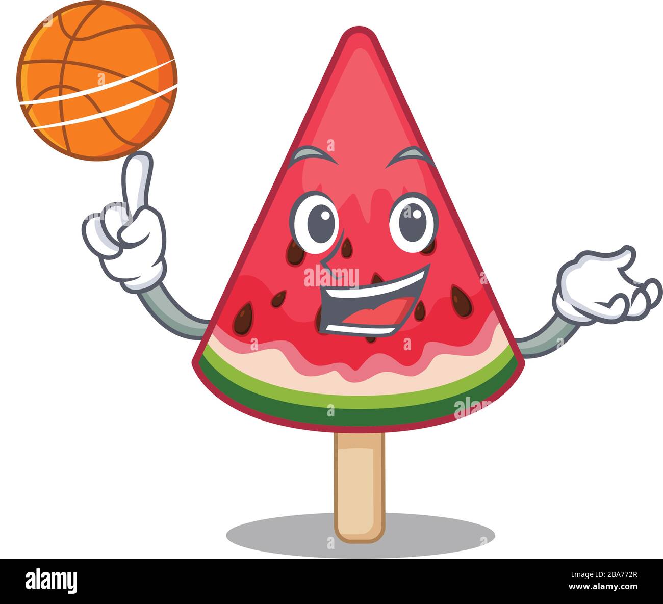 A sporty watermelon ice cream cartoon mascot design playing basketball ...