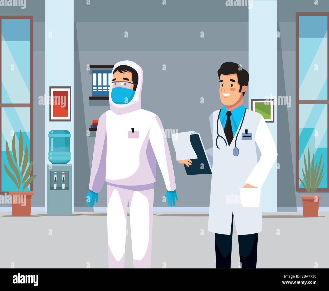 biohazard cleaning person and doctor characters Stock Vector Image ...