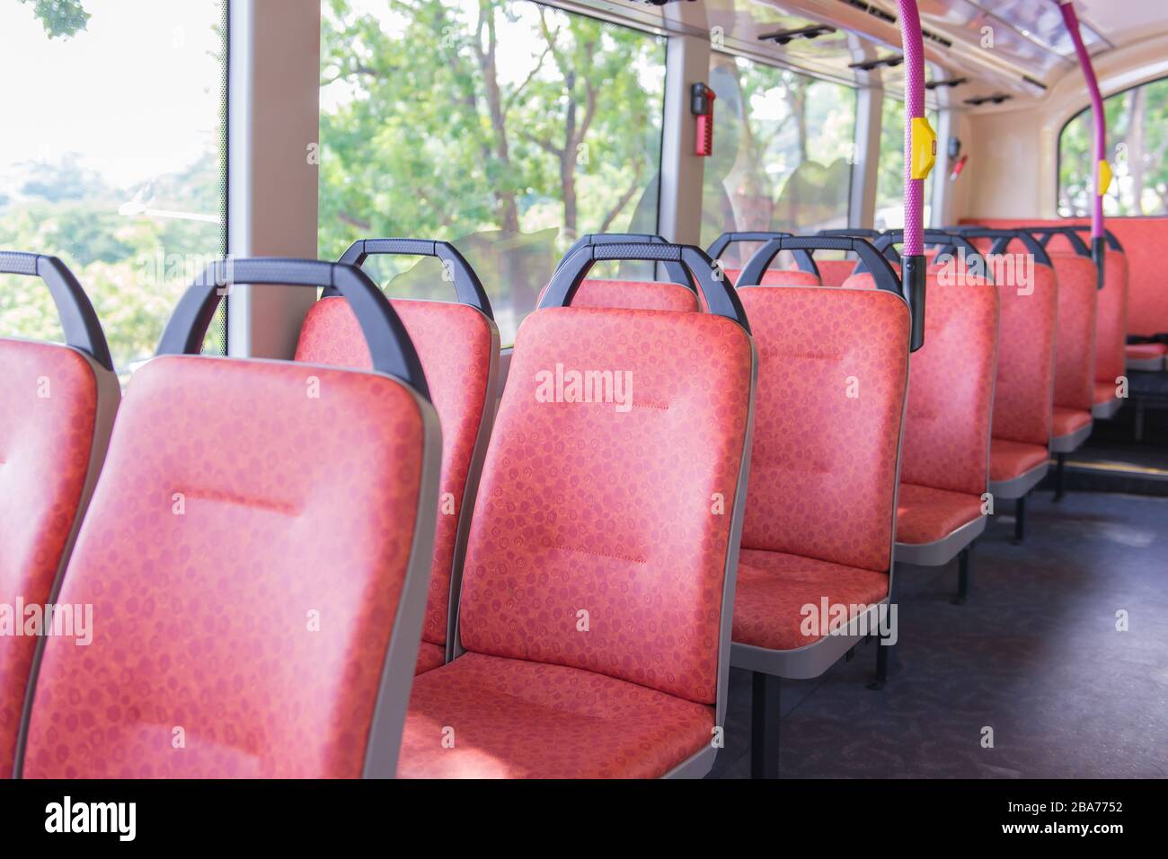 Seat places in back side of modern bus or transport tourism, road trip ...
