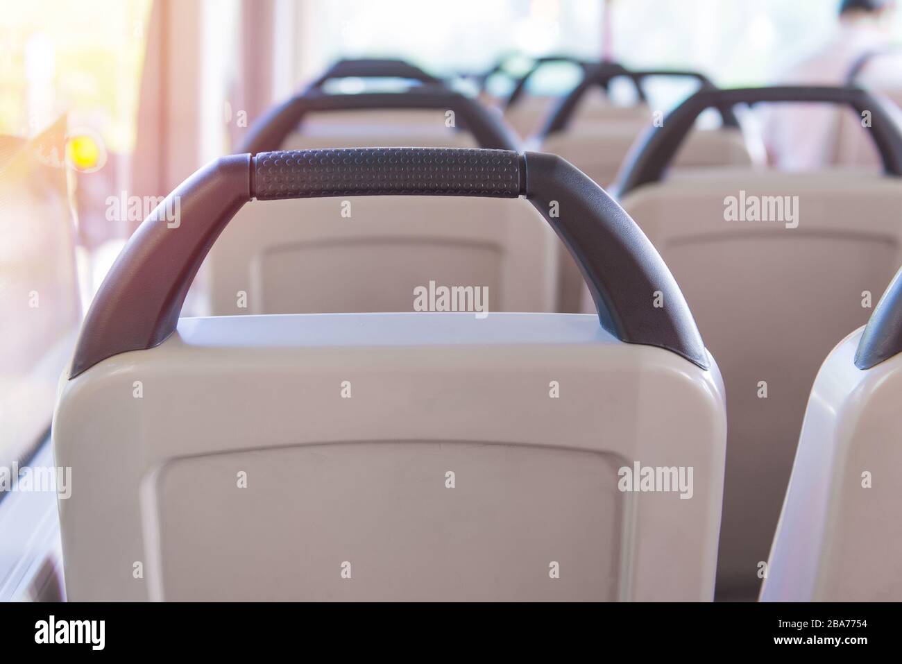 Seat places in back side of modern bus or transport tourism, road trip ...