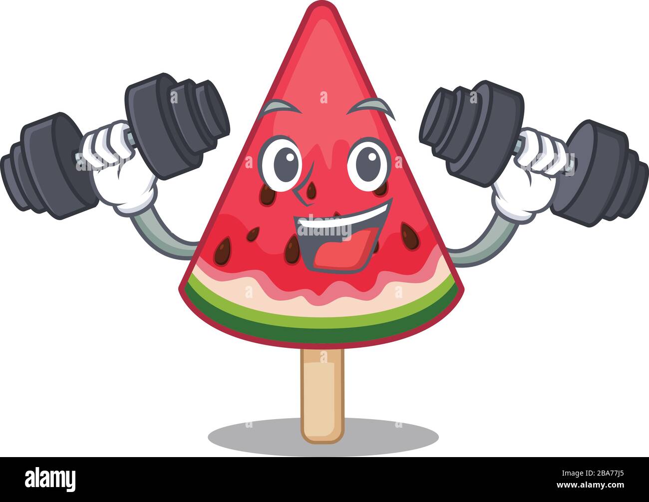 Smiley Fitness exercise watermelon ice creamcartoon character raising ...