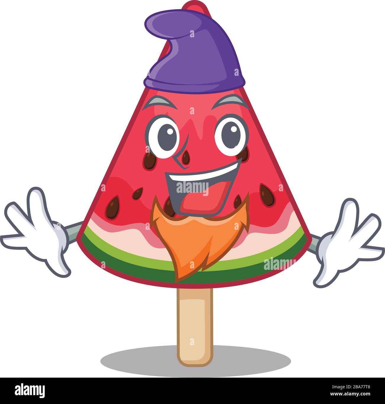 Cute and funny watermelon ice cream cartoon character dressed as an Elf ...