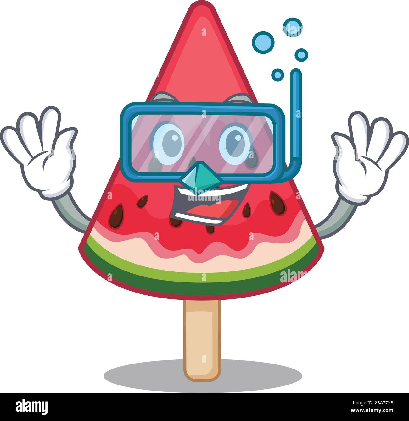 A cartoon picture featuring watermelon ice cream wearing Diving glasses ...