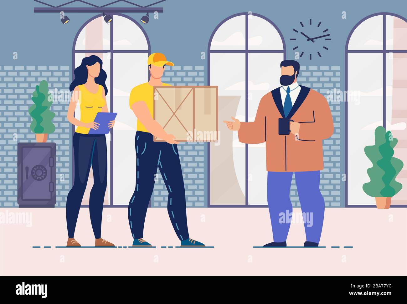 Courier Team and Main Warehouse Manager in Hall Stock Vector Image ...