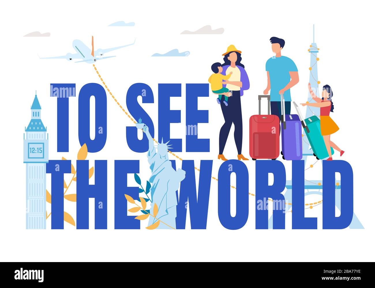 Family Worldwide Travel Sightseeing Tour Advert Stock Vector Image ...