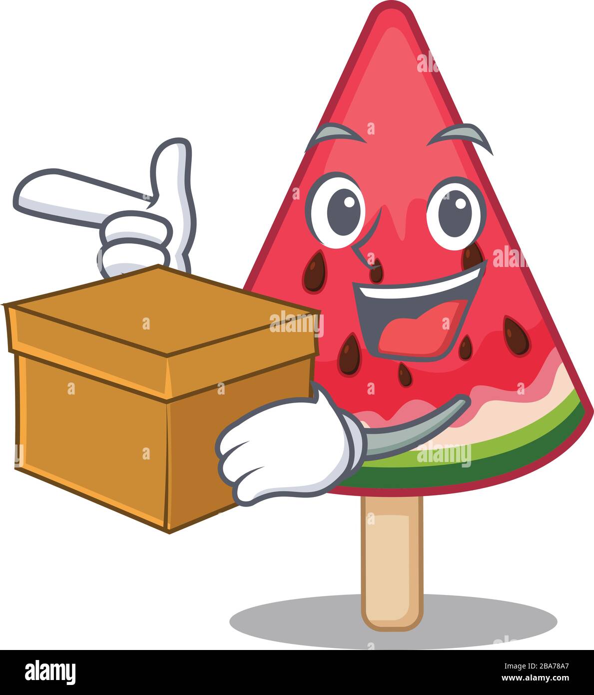 watermelon ice cream cartoon design style having a box Stock Vector ...
