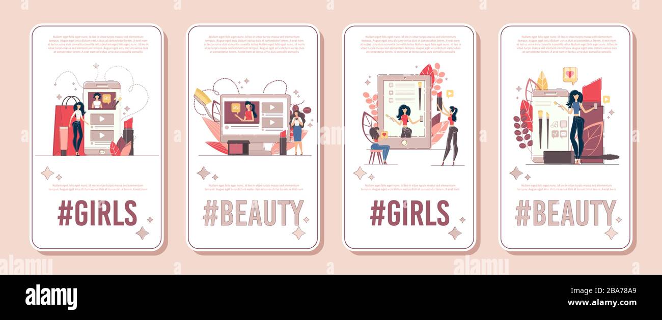 Beauty Channel Streamer Flat Vector Banners Set Stock Vector Image ...