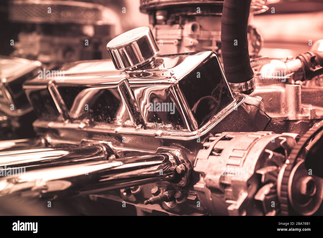 close up Engine of vintage classic retro car detailed engine parts ...
