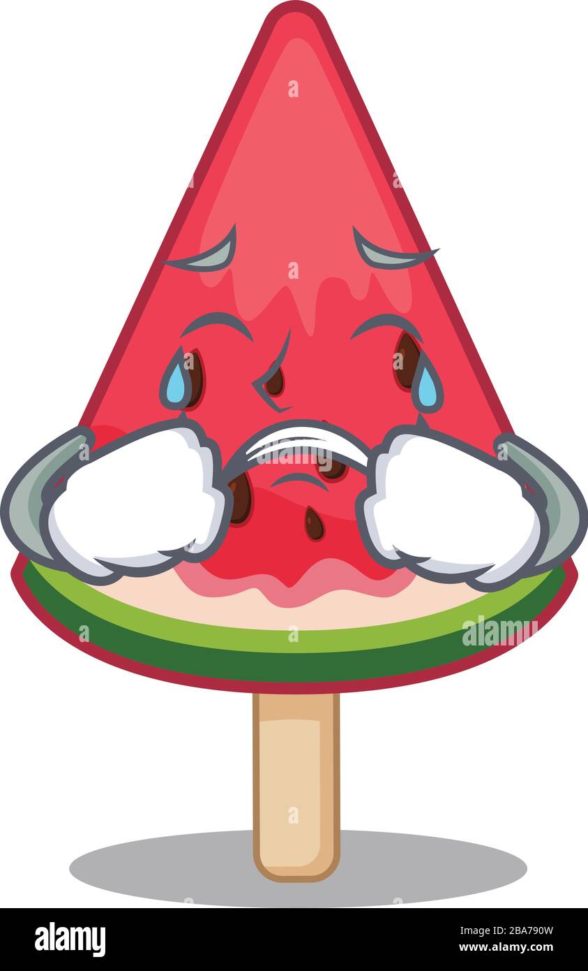 A Crying watermelon ice cream cartoon mascot design style Stock Vector ...