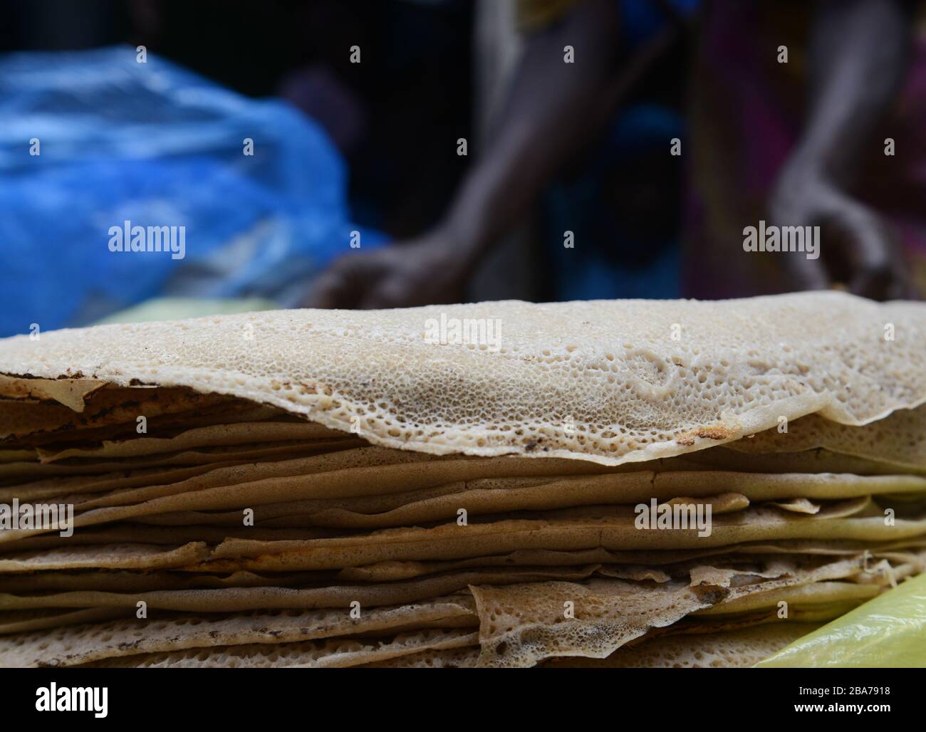Injeras ( Teff flour flatbread ) sold in the Waliso market in Oromia ...