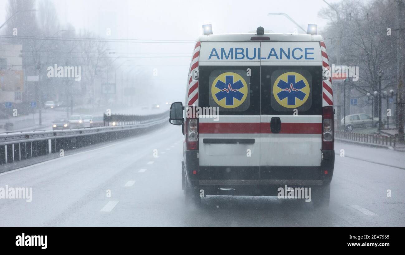 Ambulance rear back view hi-res stock photography and images - Alamy
