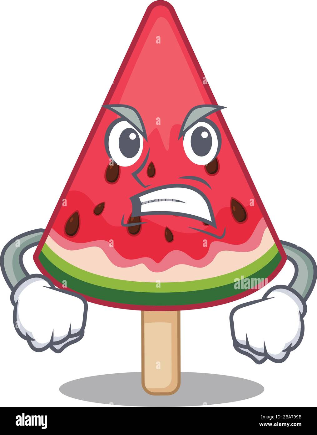 watermelon ice cream cartoon character design with angry face Stock ...
