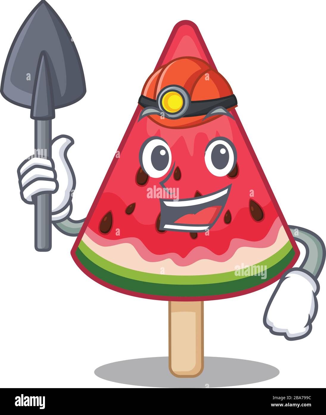 Cool miner worker of watermelon ice cream cartoon character design ...