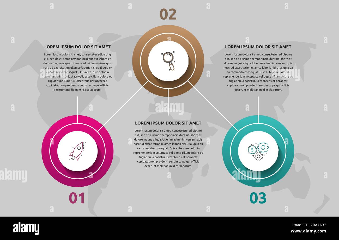 Vector template circle infographics. Business concept with 3 options and parts. Three steps for ...