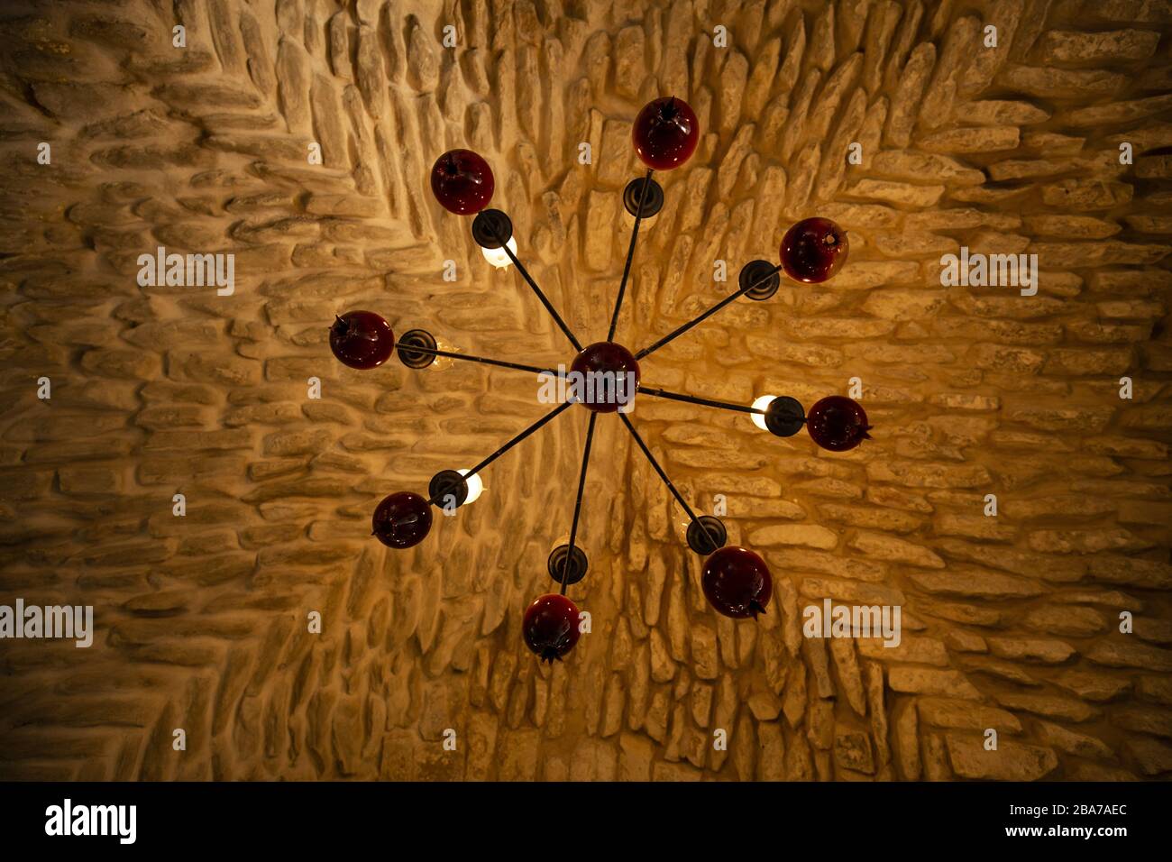 Inside of an ancient a stone building in Caesarea in Israel Stock Photo ...