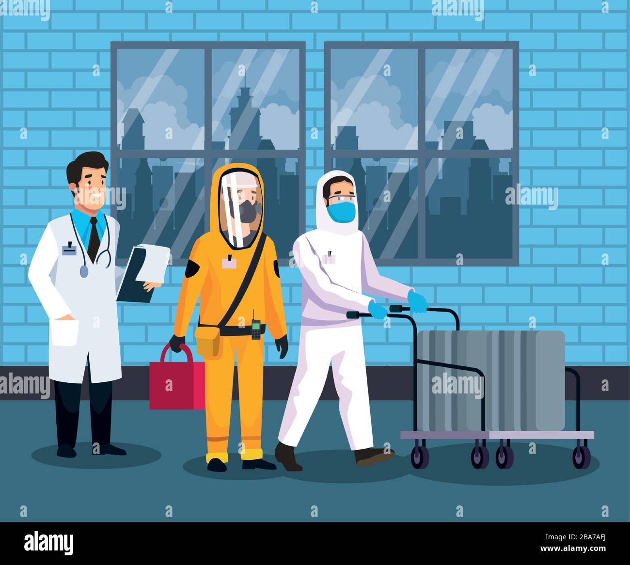 biohazard cleaning person and doctor characters Stock Vector Image ...