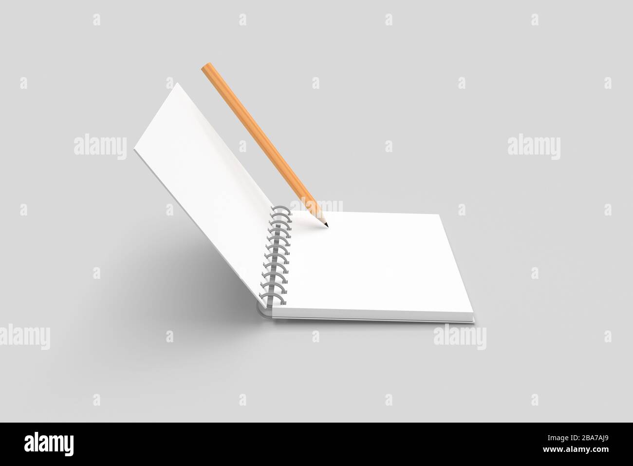 3d rendering of blank empty notebook mock up template with pencil, copy ...