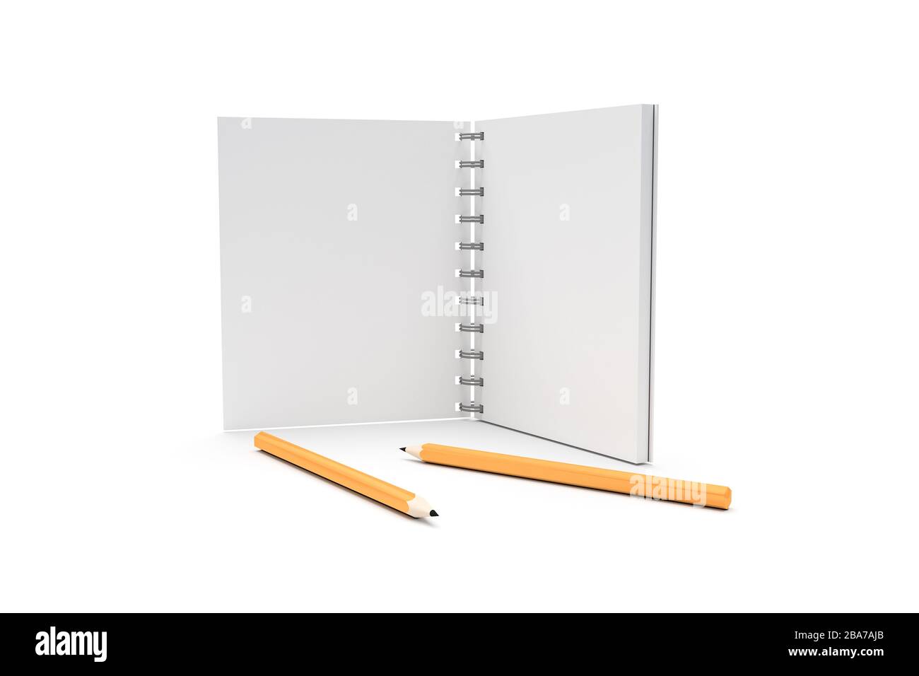 3d rendering of blank empty notebook mock up template with pencil, copy ...