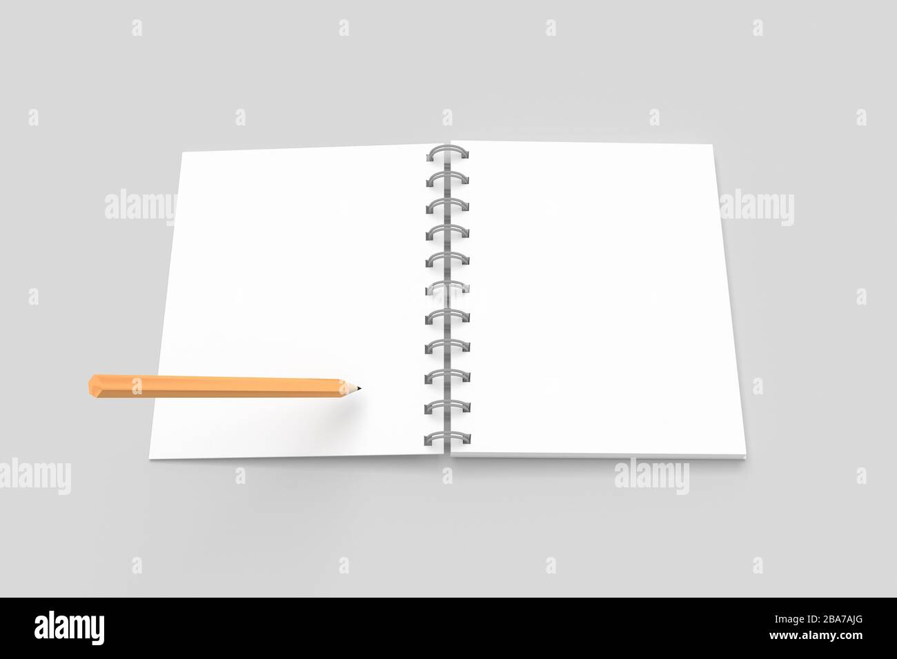 3d rendering of blank empty notebook mock up template with pencil, copy ...