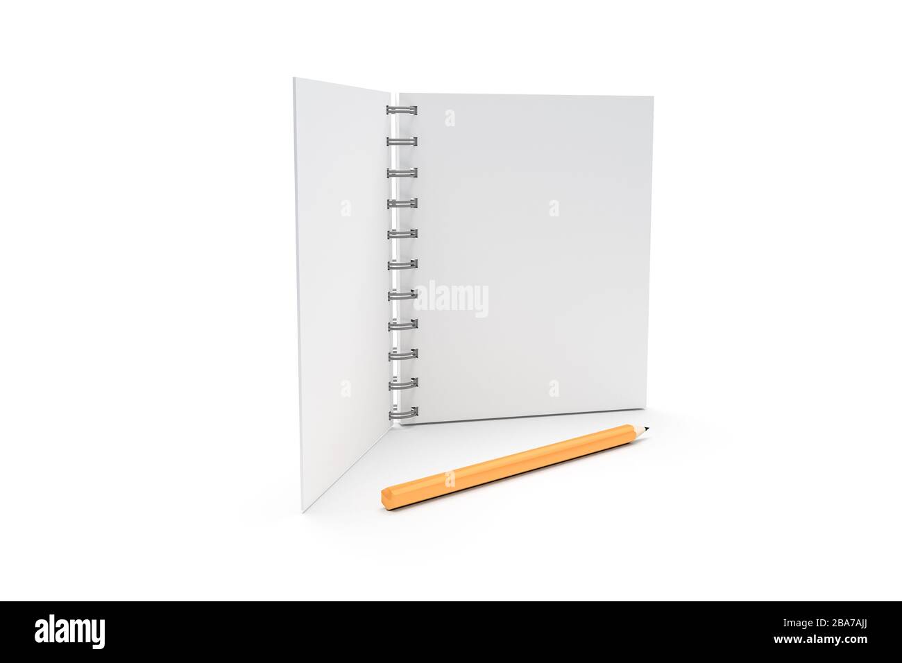 3d rendering of blank empty notebook mock up template with pencil, copy ...