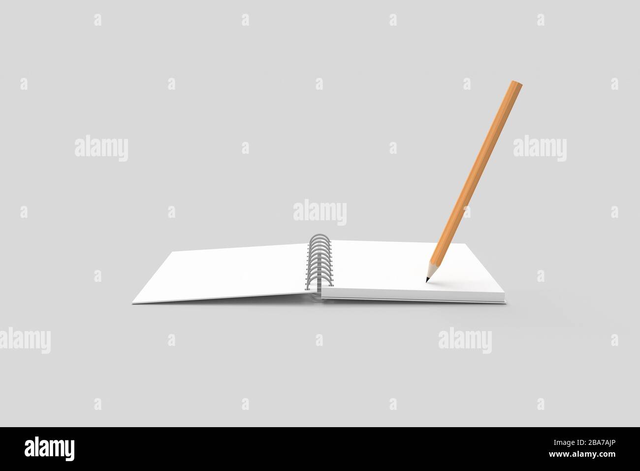 3d rendering of blank empty notebook mock up template with pencil, copy ...
