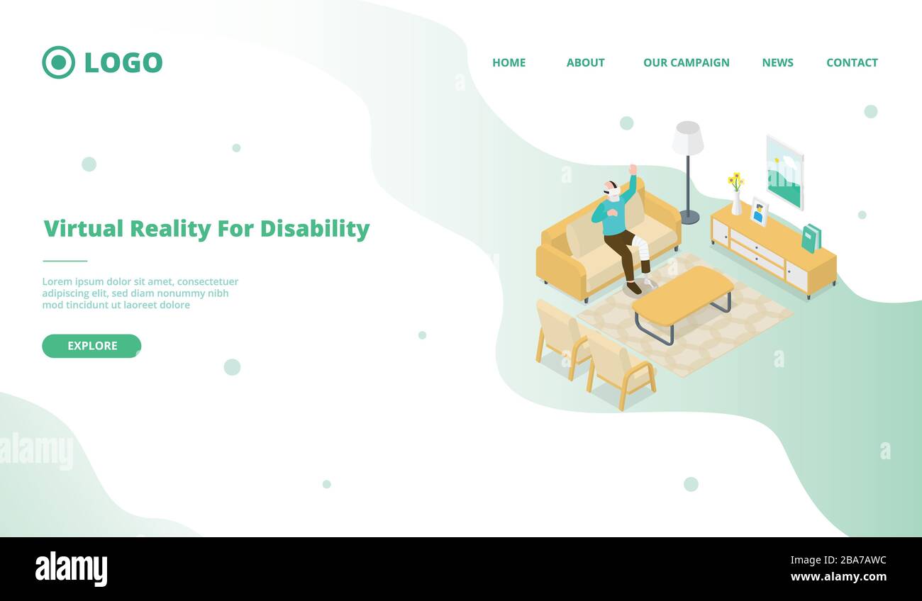 vr virtual reality for disability people for website template or ...