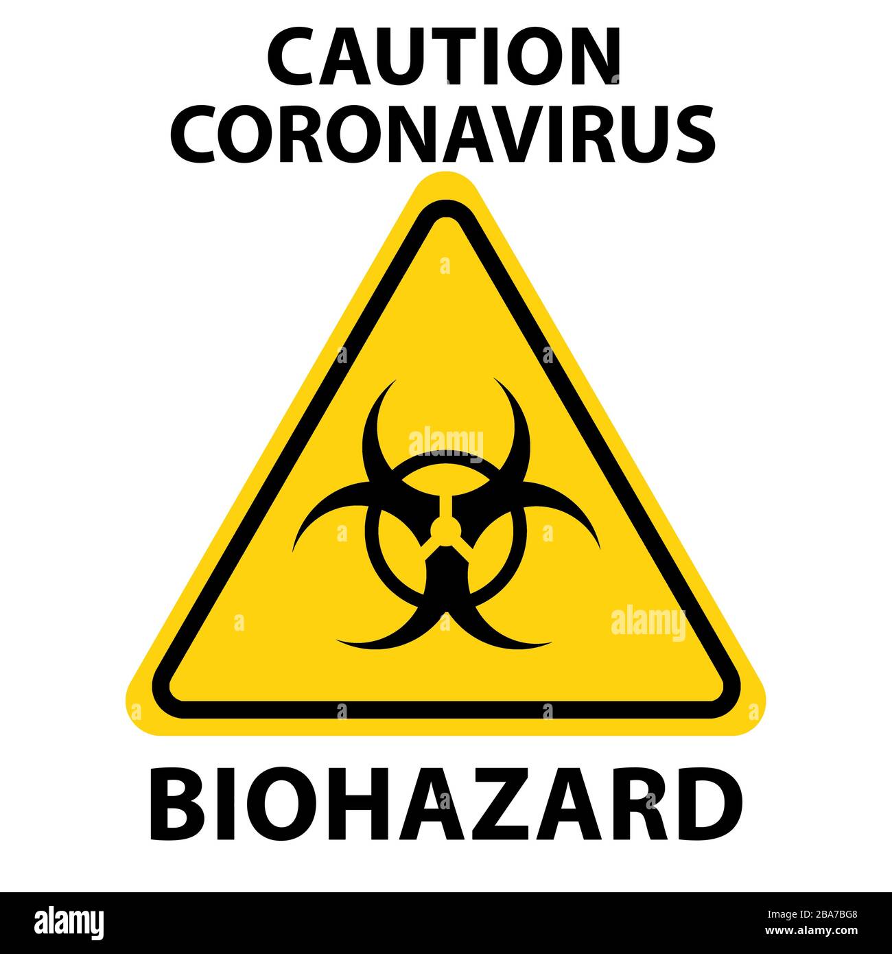 Isolated triangular yellow biohazard sign icon with "Caution ...