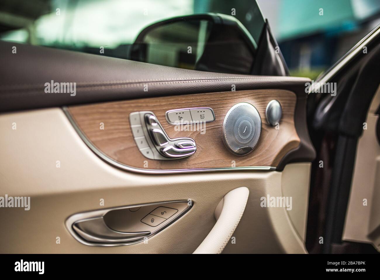 Front door, window controllers and mirror of a car Stock Photo - Alamy