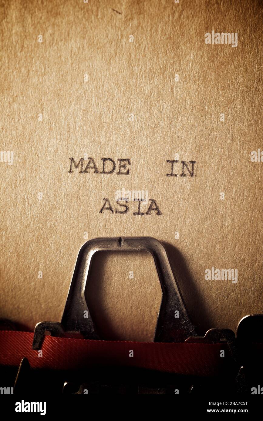 The sentence, Made in Asia, written with a typewriter Stock Photo - Alamy