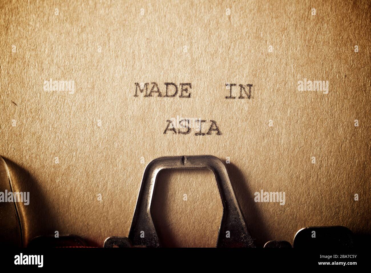 The sentence, Made in Asia, written with a typewriter Stock Photo - Alamy