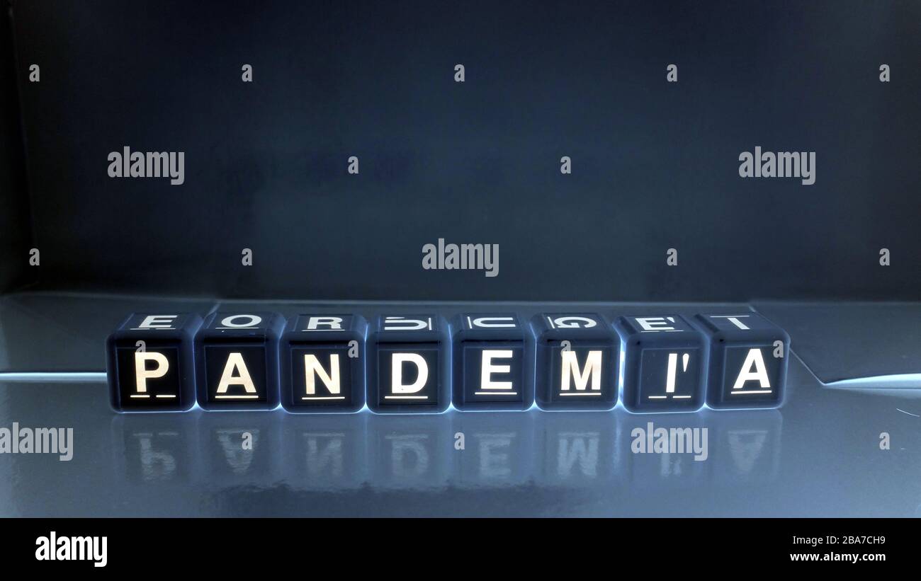 The word pandemic in Italian, Portuguese and Spanish Stock Photo - Alamy