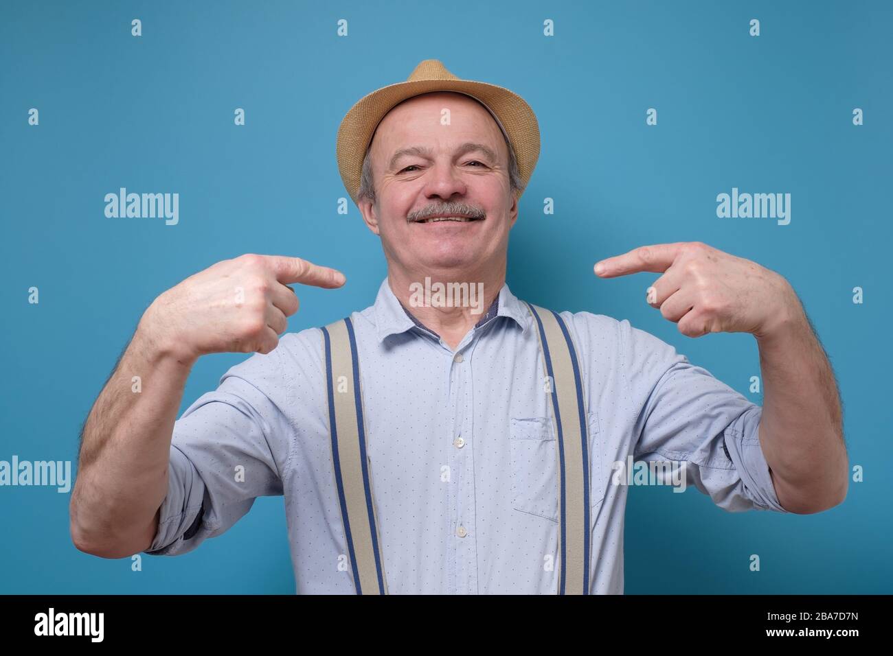 Senior proud man pointing finger himself. Richly and success concept ... Senior proud man pointing finger himself. Richly and success concept ...