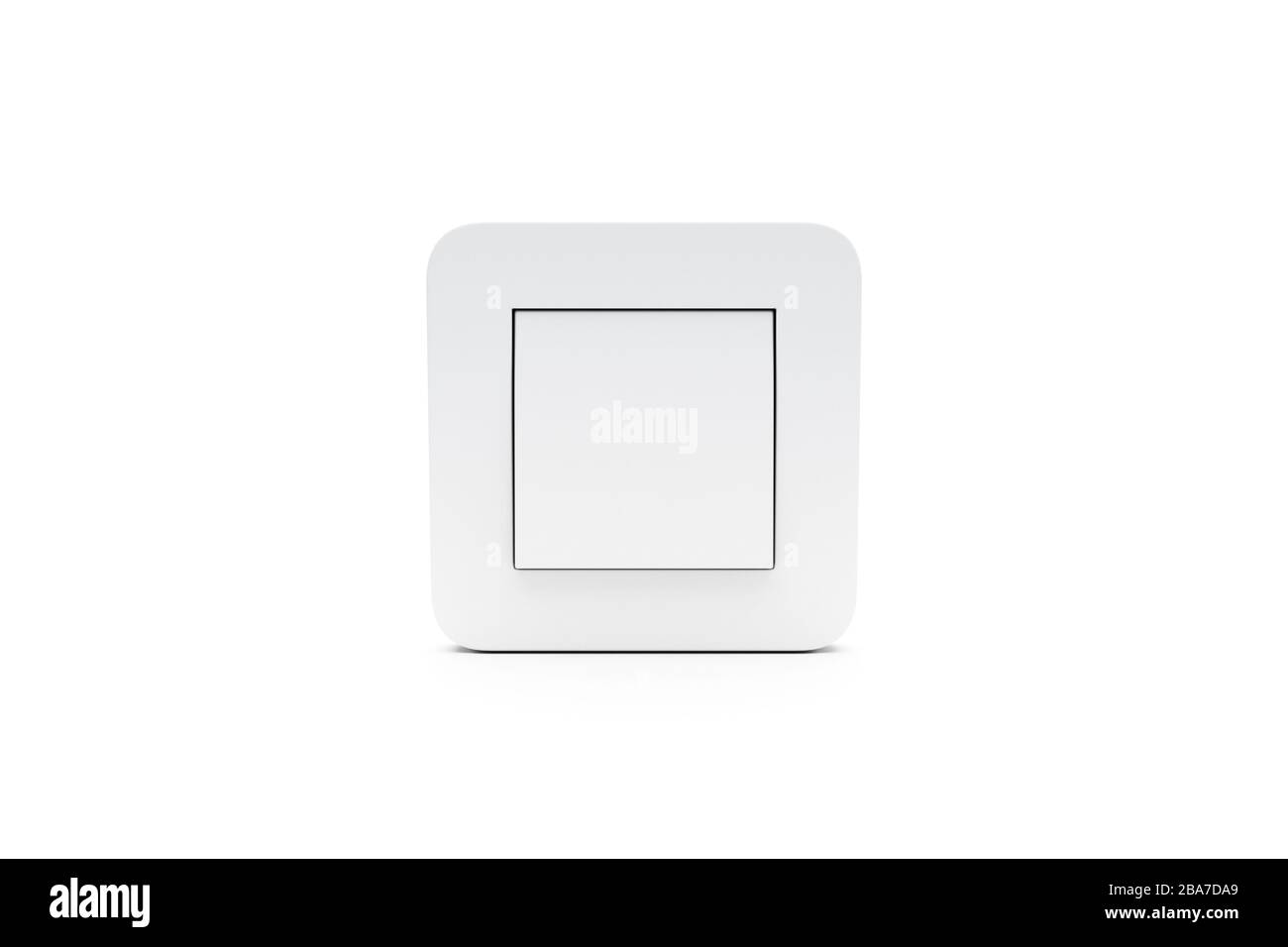 3d rendering, front view of square lighting switch on or off electric ...