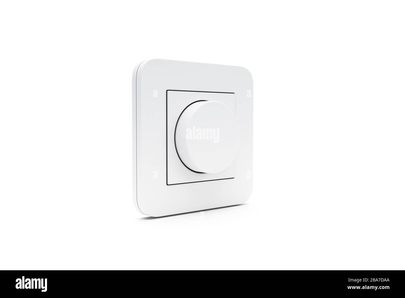 3d rendering, front view of circle lighting switch on or off electric ...