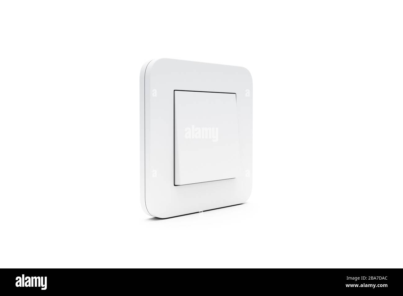 3d rendering, front view of square lighting switch on or off electric ...