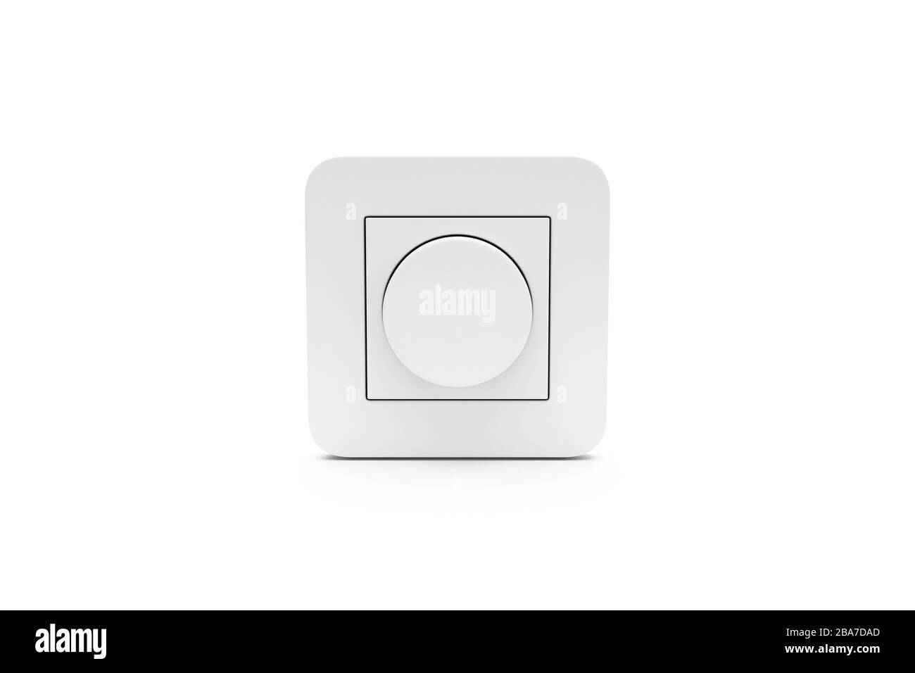 3d rendering, front view of circle lighting switch on or off electric ...