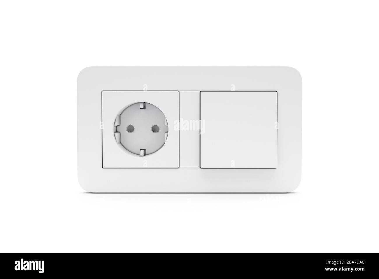 3d rendering, front view of lighting switch on or off and plug electric ...