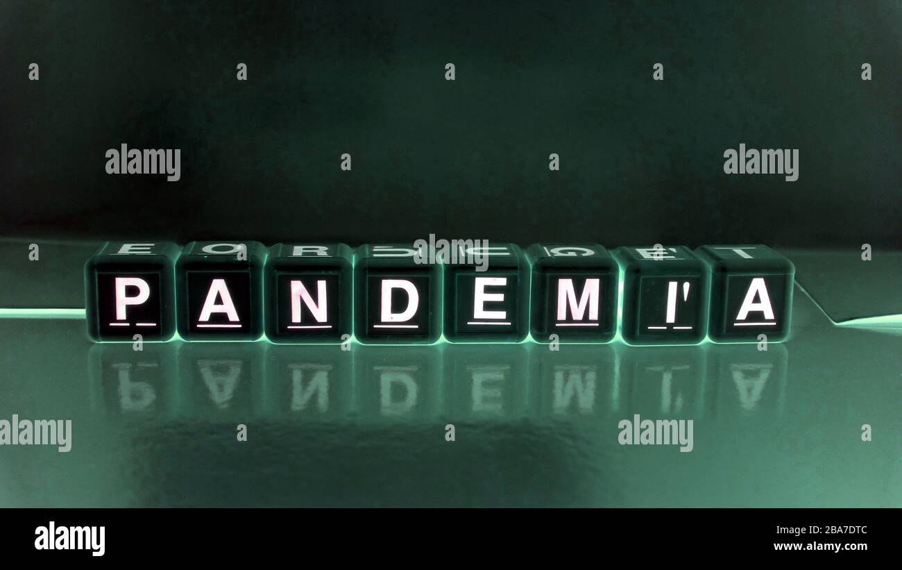 The word pandemic in Italian, Portuguese and Spanish Stock Photo - Alamy