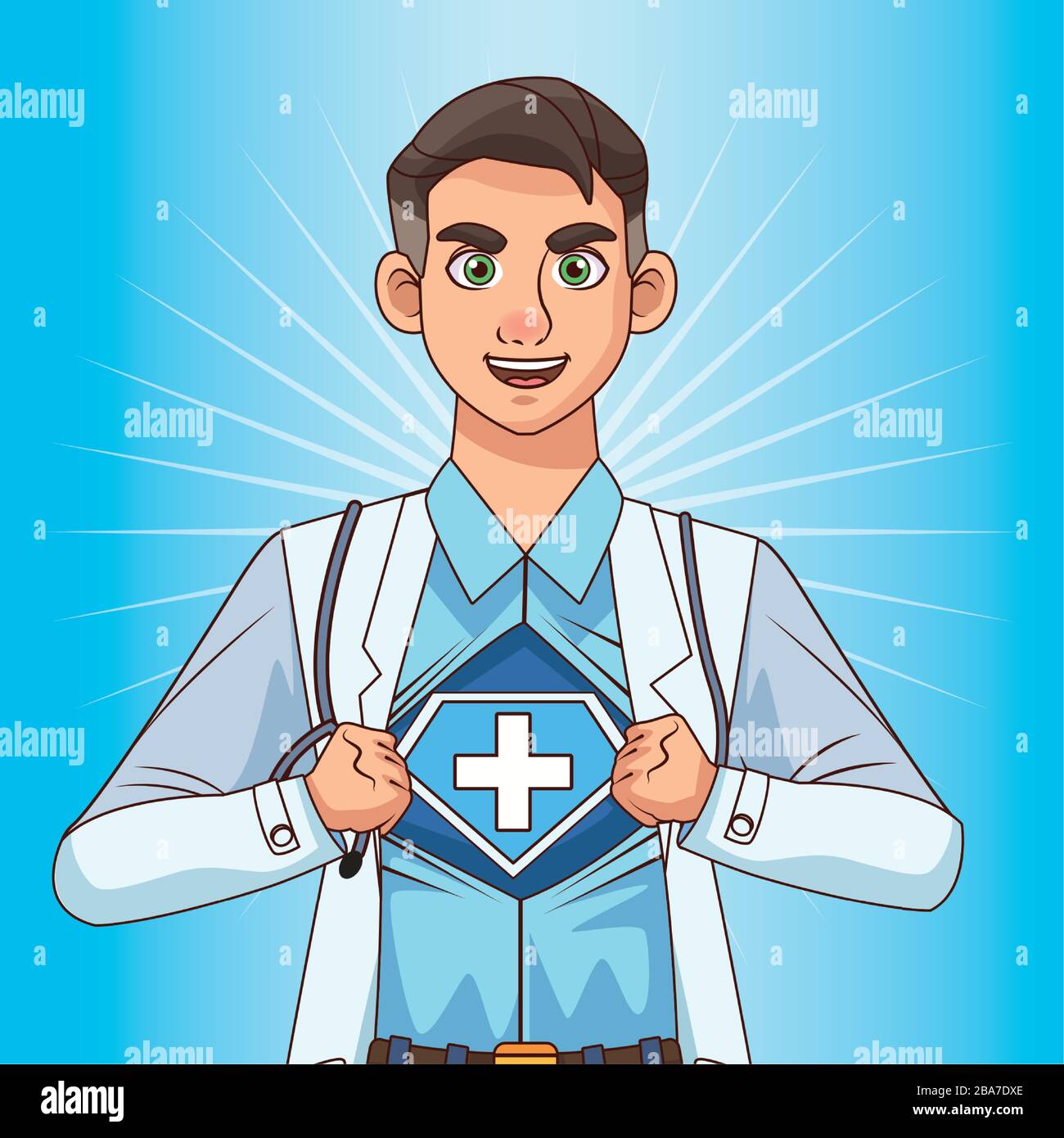 Doctor open shirt Stock Vector Images - Alamy