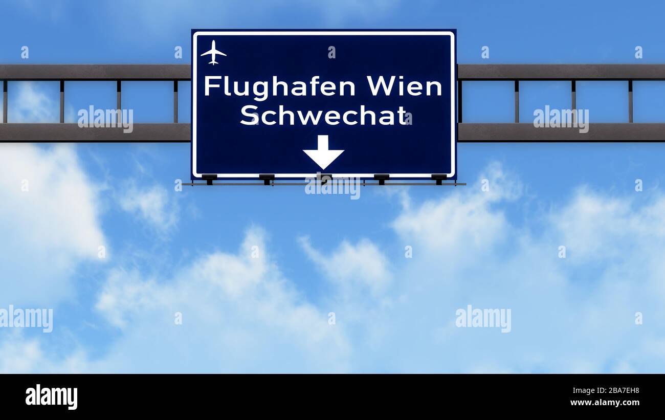 Vienna Austria Airport Highway Road Sign 3D Illustration Stock Photo ...