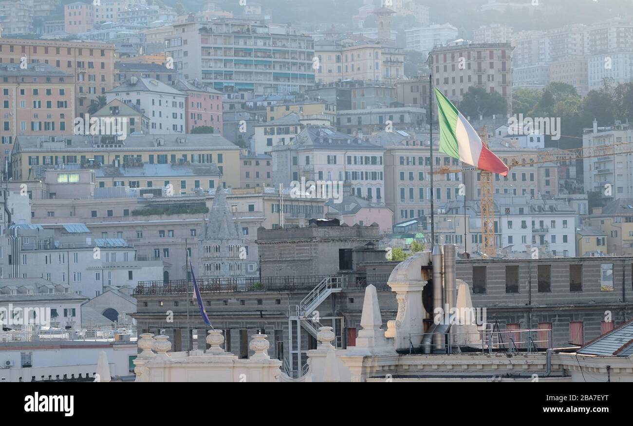 Italian flag in Genoa Stock Photo - Alamy