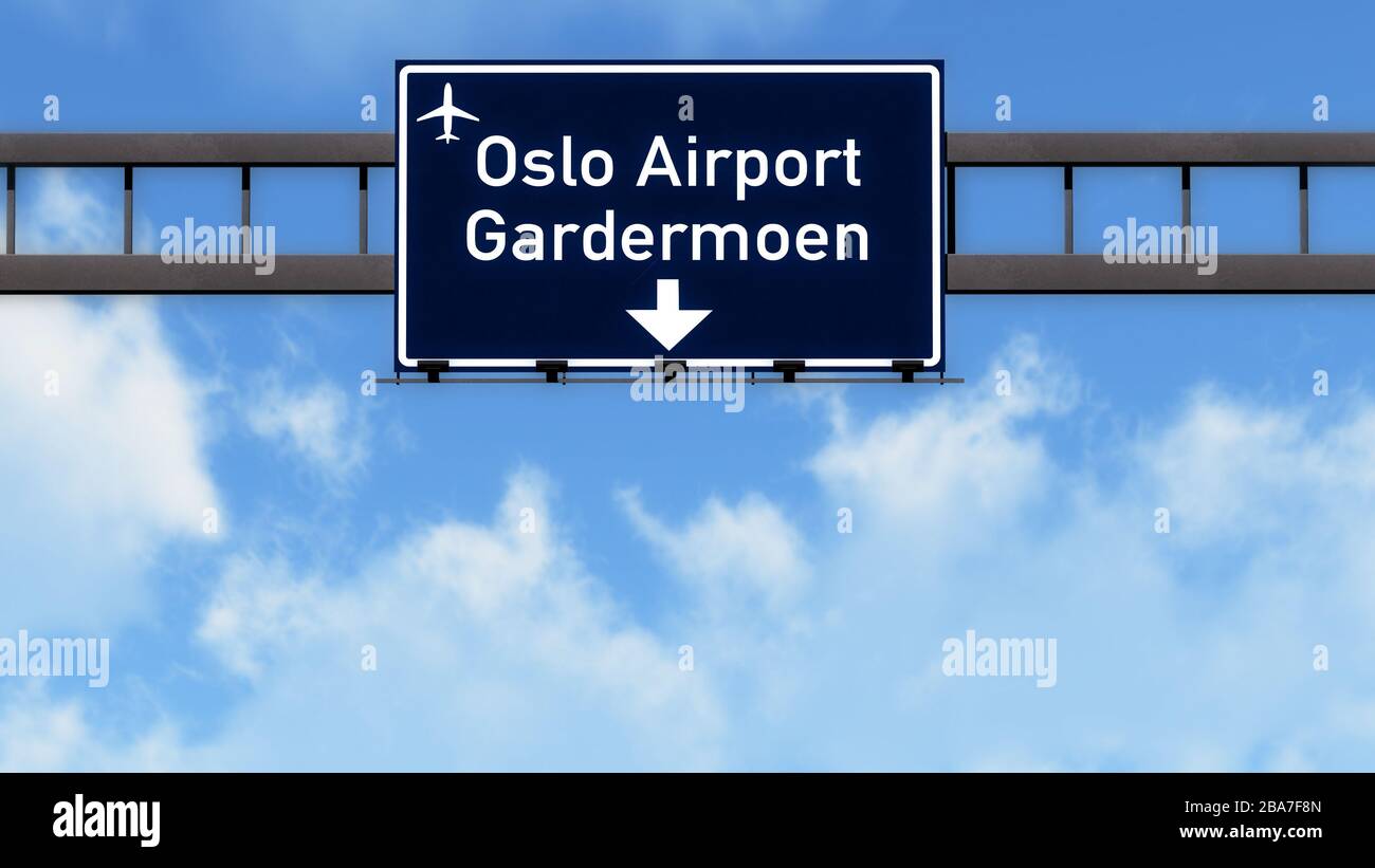 Oslo Norway Airport Highway Road Sign 3D Illustration Stock Photo - Alamy